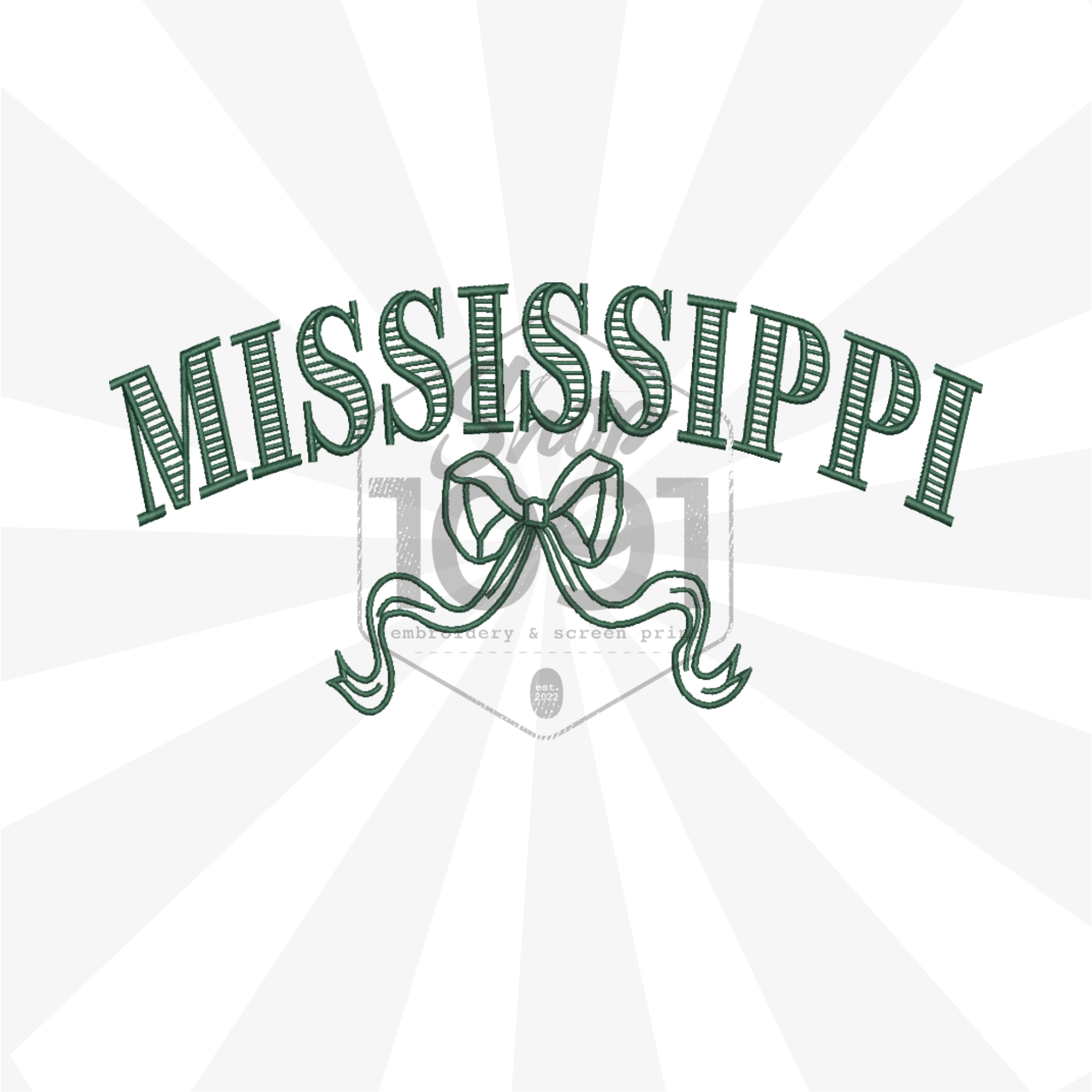 Mississippi Bow | Shop 1091 Embroidery + Screen Print