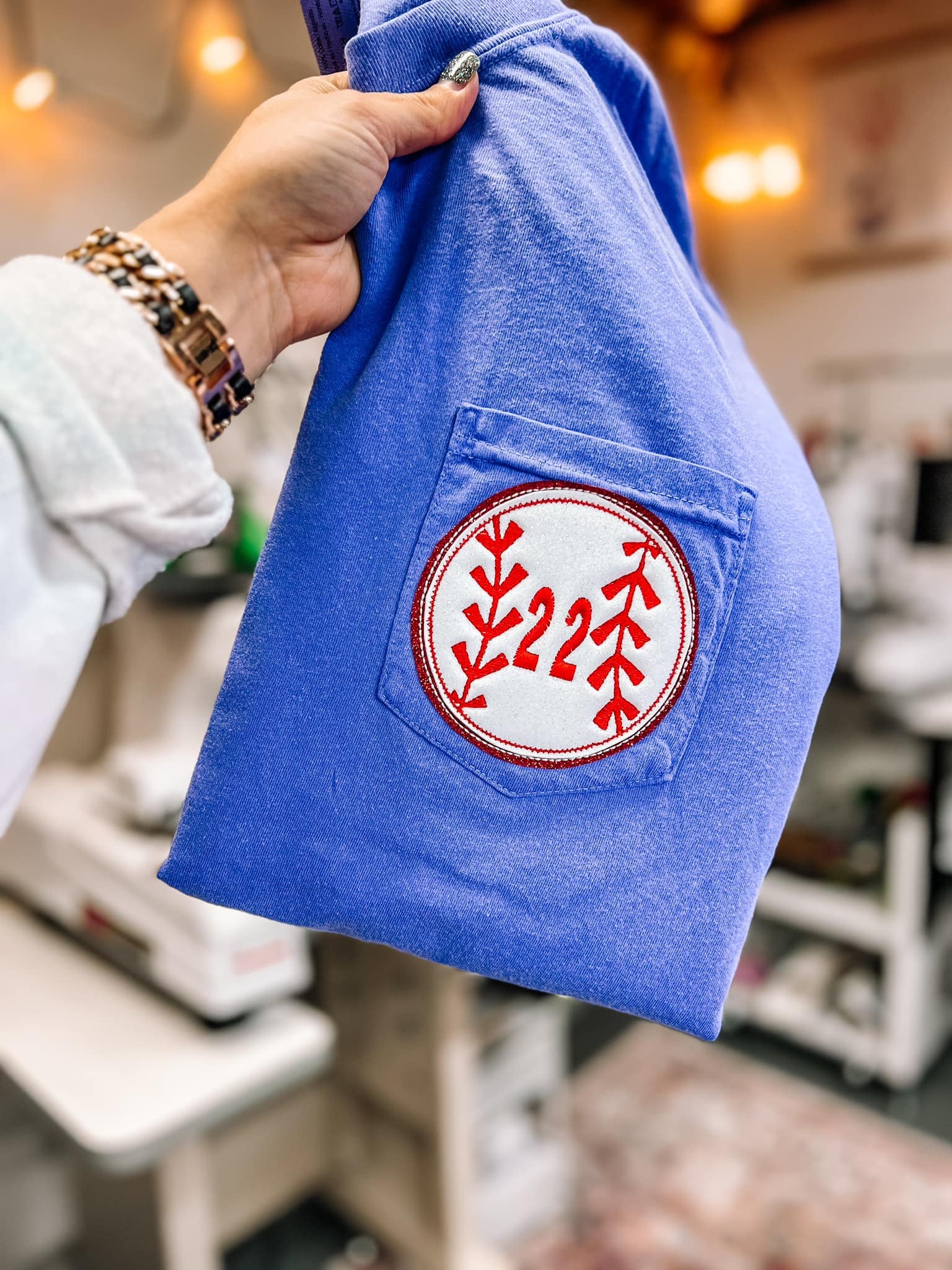 Glitter Baseball Pocket Tshirts | Shop 1091 Embroidery + Screen Print