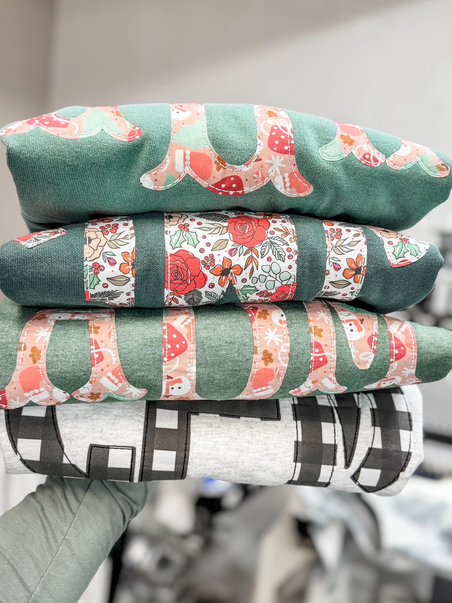 Large Embroidered Monogrammed Crew | Shop 1091 Embroidery + Screen Print